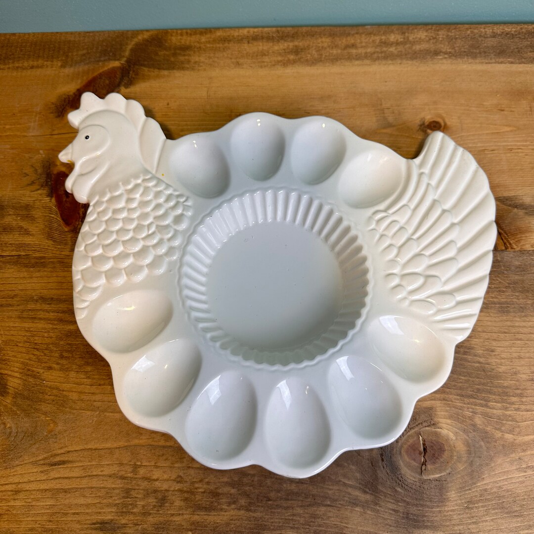 Telefloral Exclusive Ceramic Egg Plate With Chicken Shape - White ...