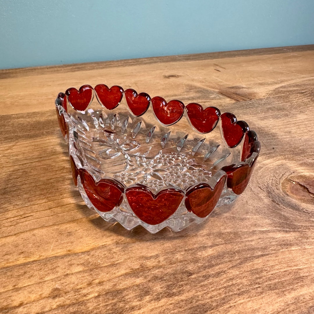 Ruby Red Crystal Candy Dish With Heart Design - Pear Shaped - Etsy