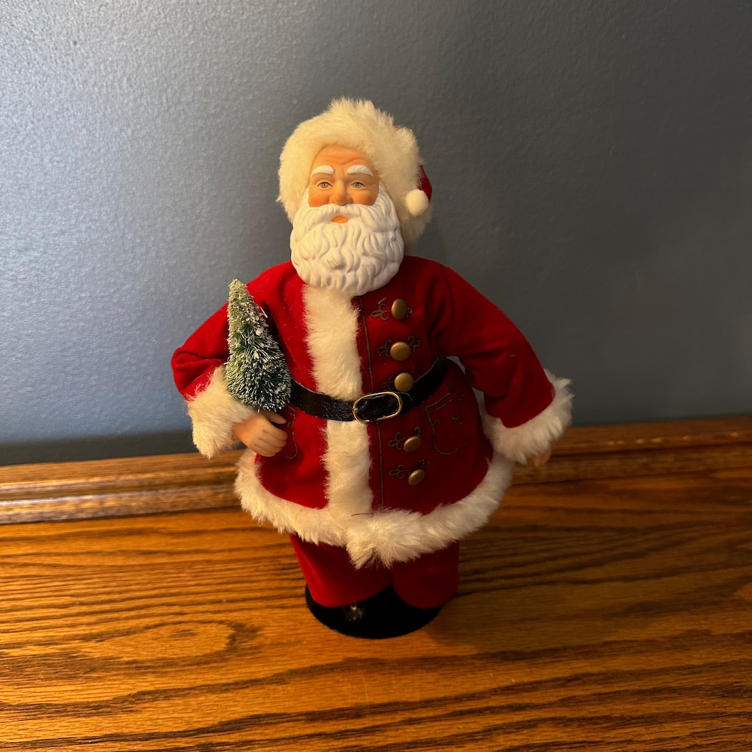 Vintage Santa Figurine With Stand - Etsy