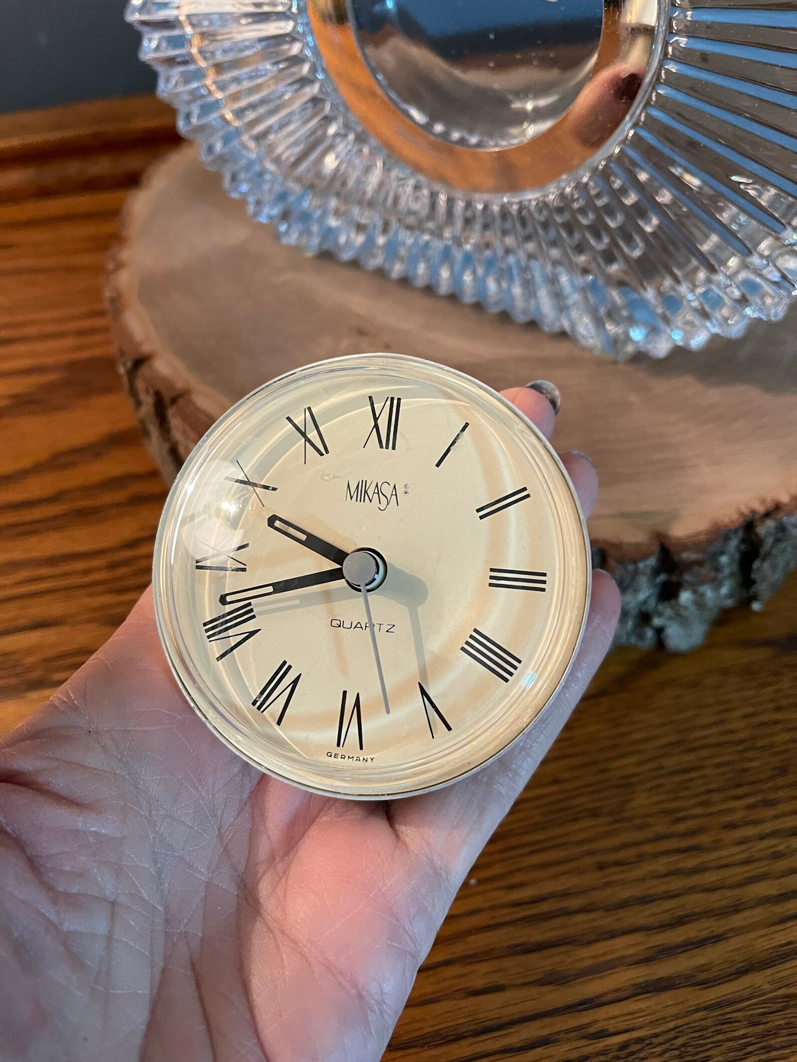 Mikasa Crystal Glass Clock Vintage Mantle Clock Fancy | Etsy