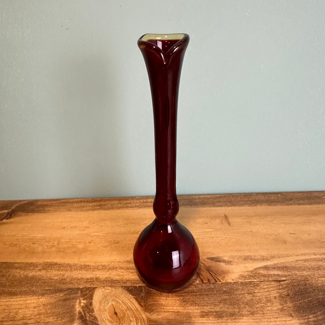 Red Blown Glass Bud Vase Nice Quality Red Bud Vase Swung Vase Mid ...