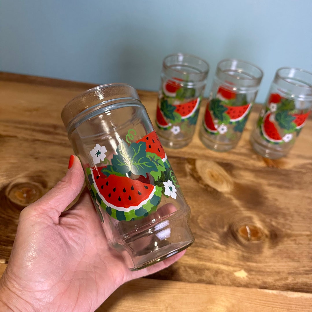 Set of Four Watermelon Drinking Glasses - Vintage Watermelon Glasses - Etsy