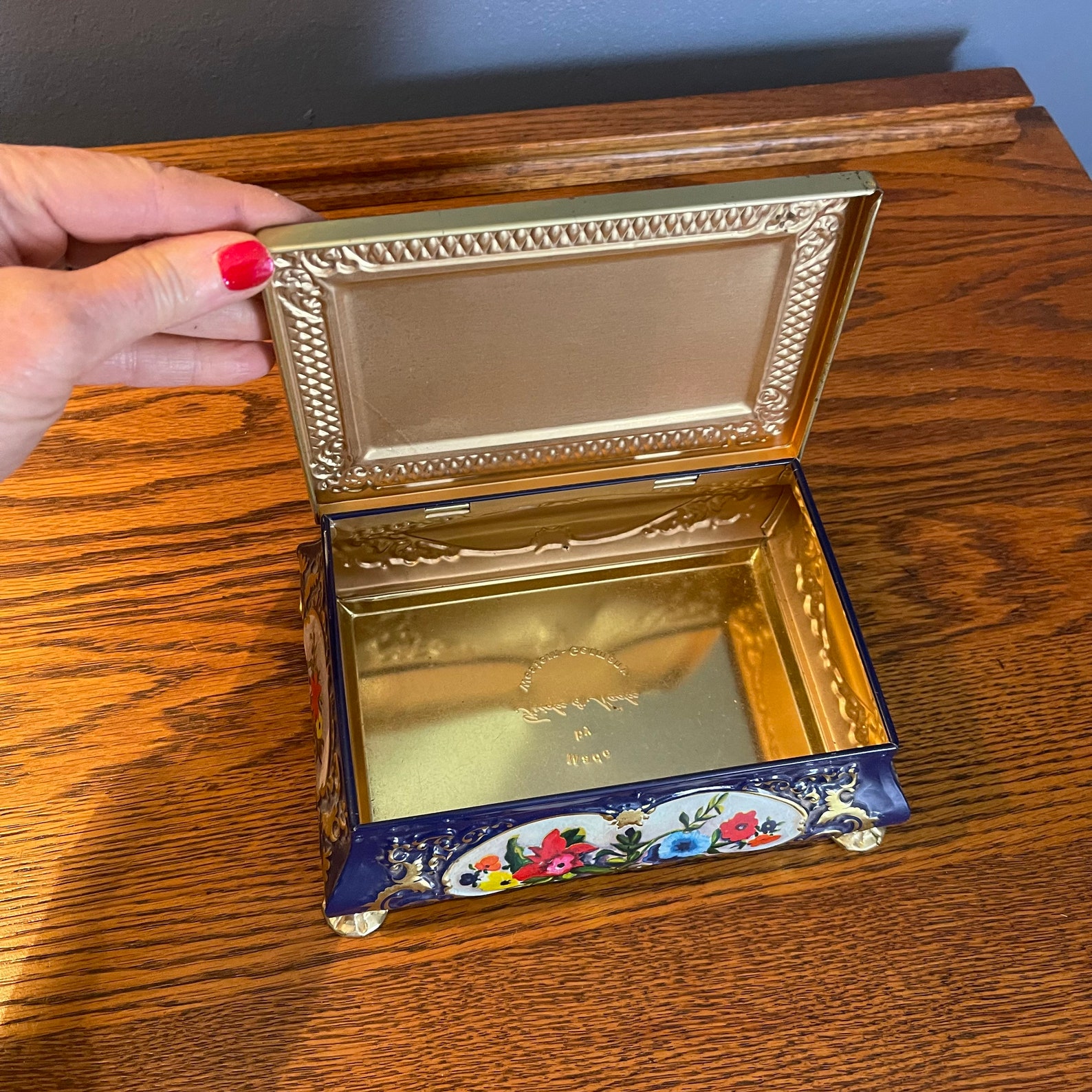 Floral Decorative Tin Made in Western Germany Mid Century - Etsy