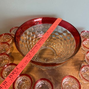 Kings Crown Ruby Red Puch Bowl With 12 Cups - Vintage Ruby Red Punch ...