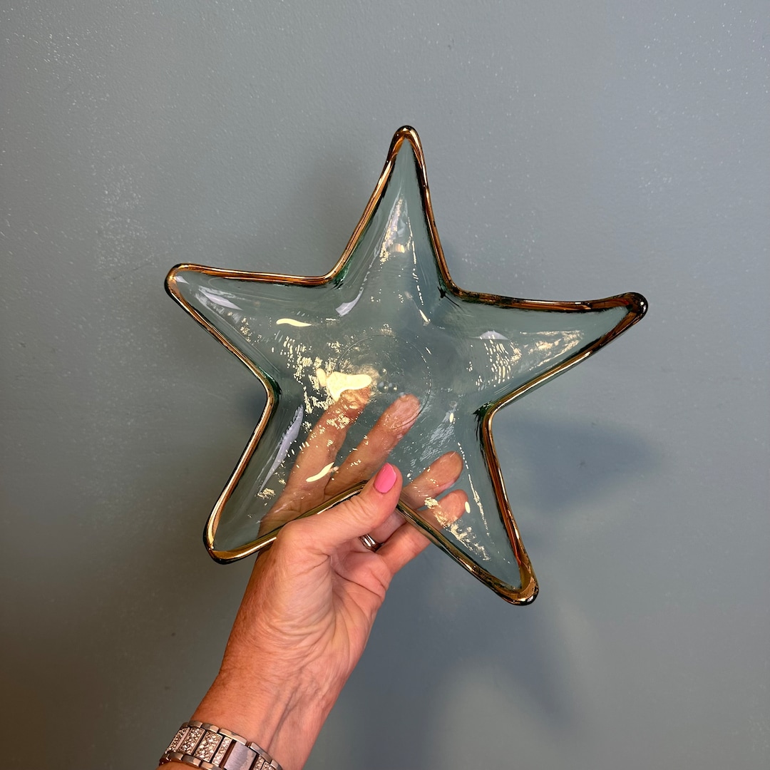 Hand Blown Starfish Dish With Gold Trim Trinket Dish Decorative Dish - Etsy