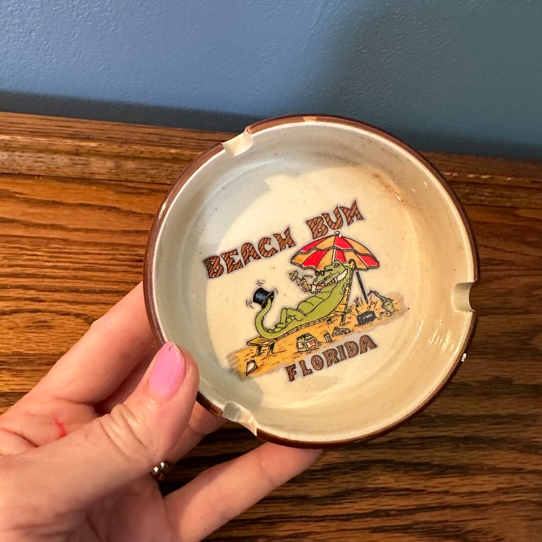 Beach Bum Florida Souvenir Ashtray With Brown Trim Made in Korea - Etsy