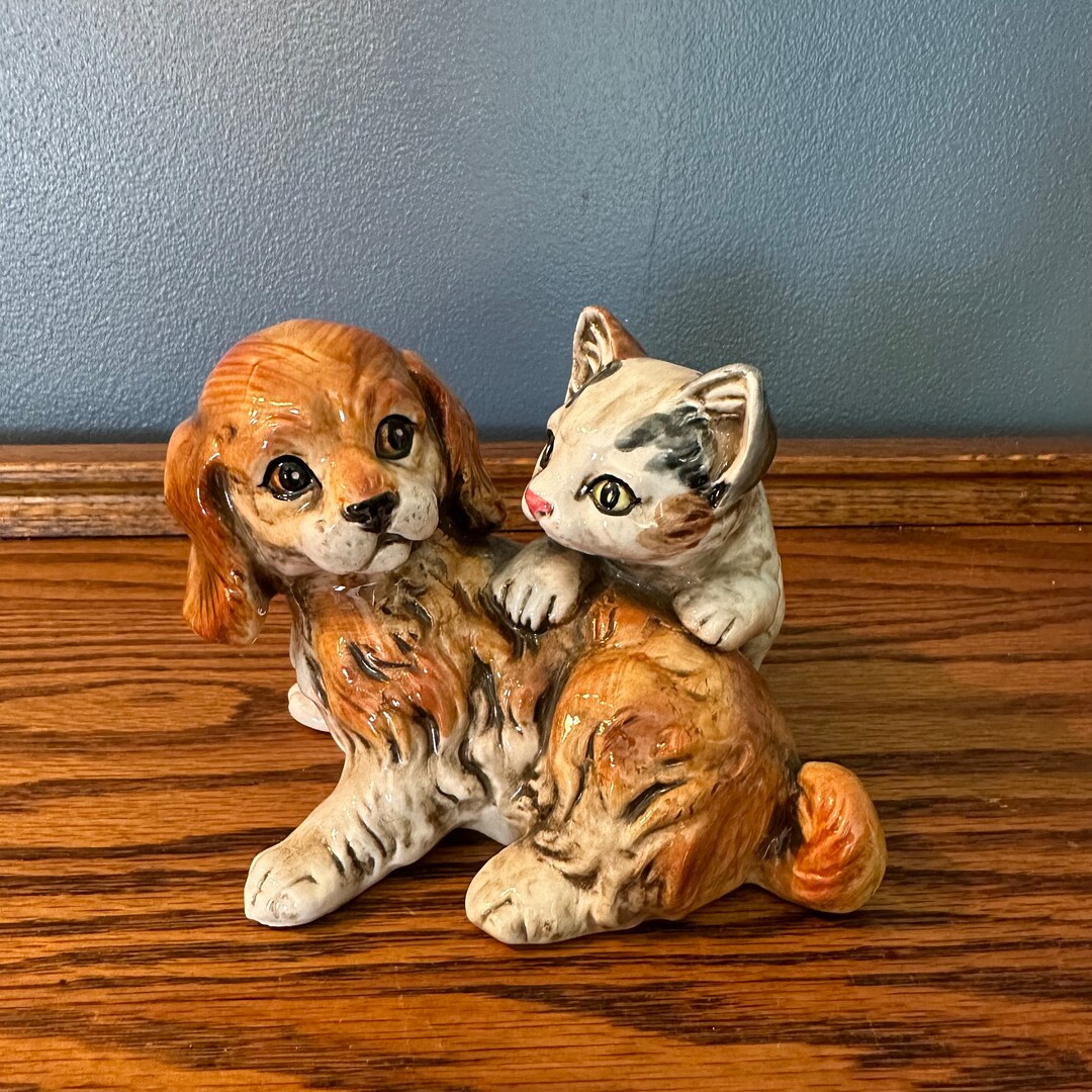 Enesco Japan Dog and Cat Figurine - Vintage Figurine or Knick Knack - Etsy