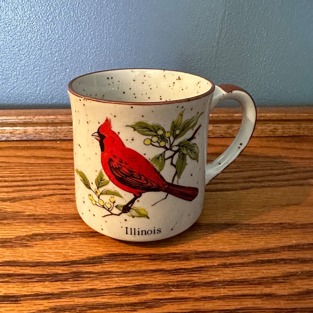 Vintage Illinois Cardinal Coffee Mug - Brown Trim - Speckled - Etsy