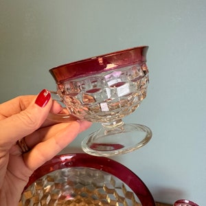Kings Crown Ruby Red Puch Bowl With 12 Cups - Vintage Ruby Red Punch ...