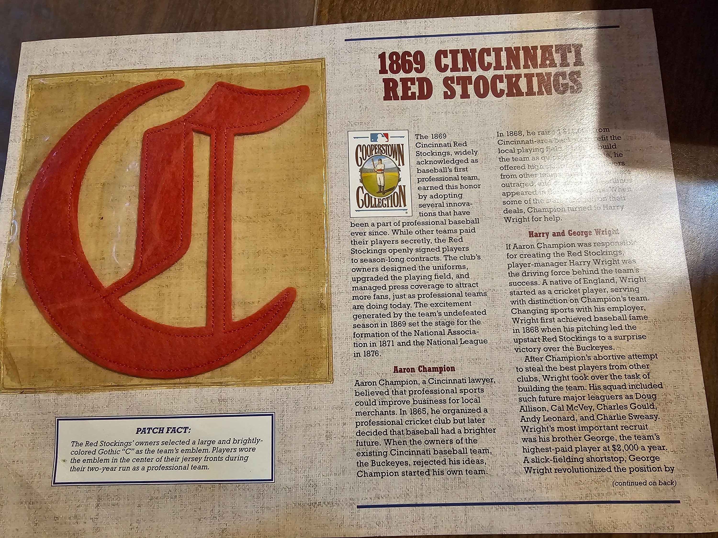 1869 Cincinnati Red Stockings Patch, Cooperstown Coll. - Etsy