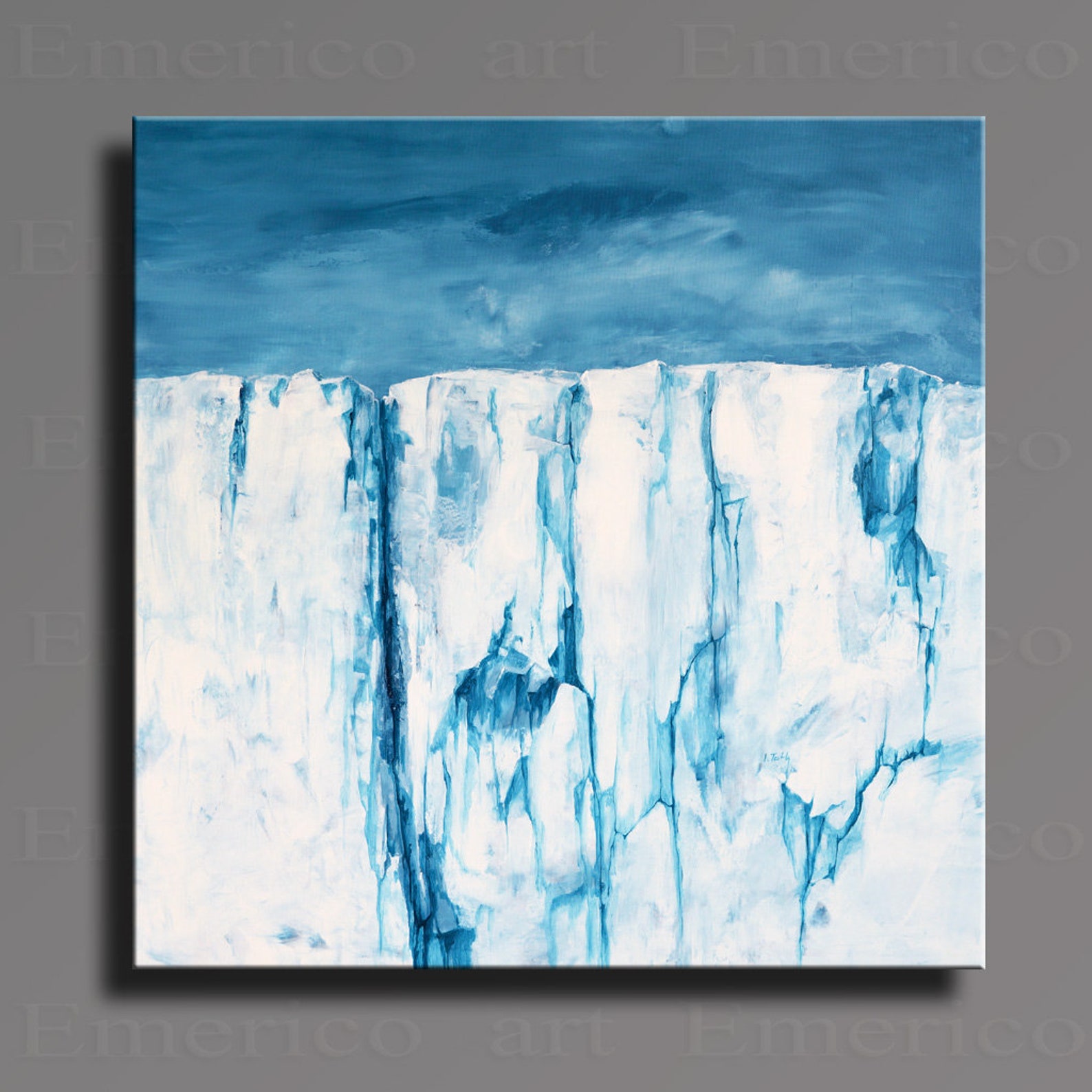 ABSTRACT PAINTING White Blue Turquoise Painting Iceberg Original Canvas ...