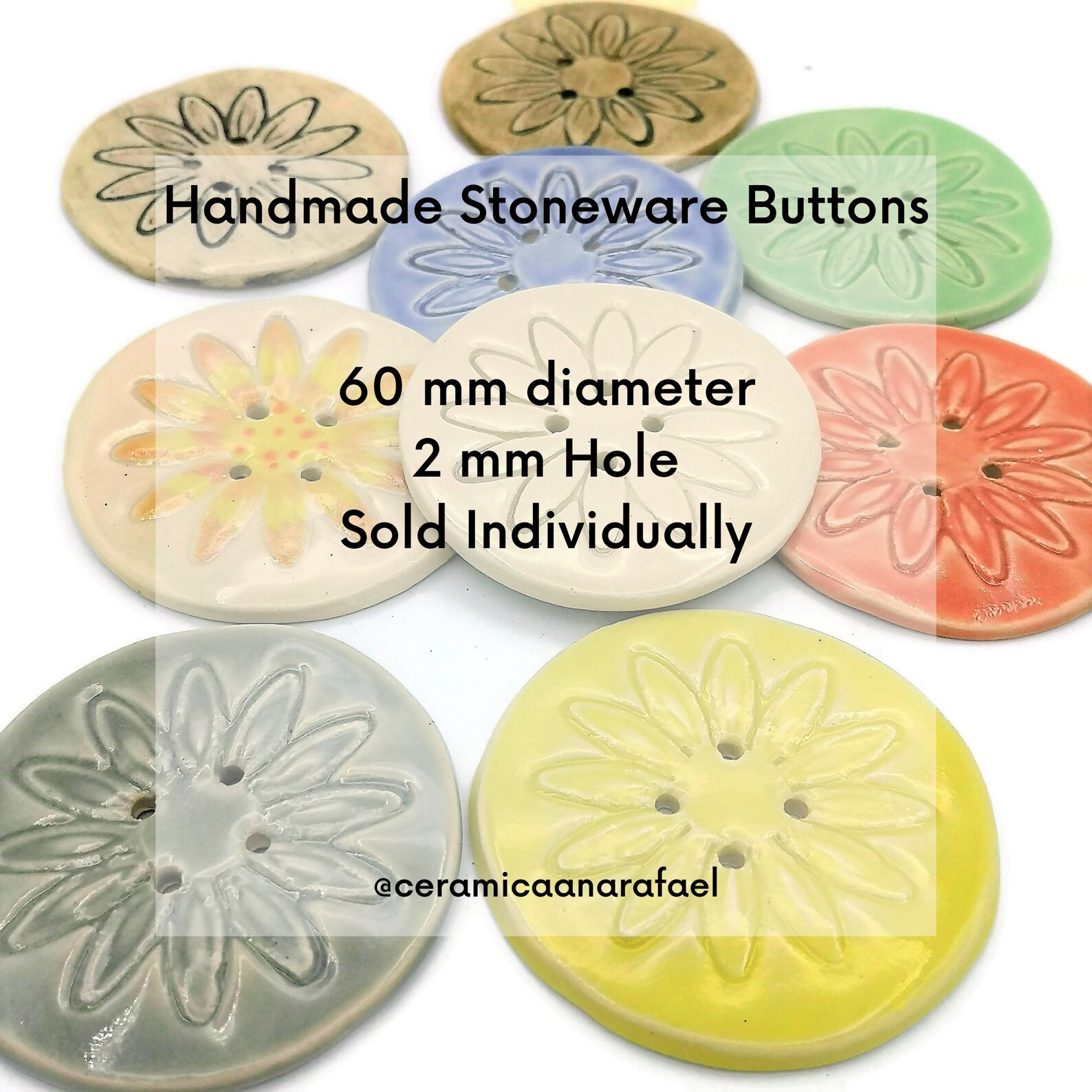 Extra Large Ceramic Flower Buttons – Handmade Decorative Sewing Buttons ...
