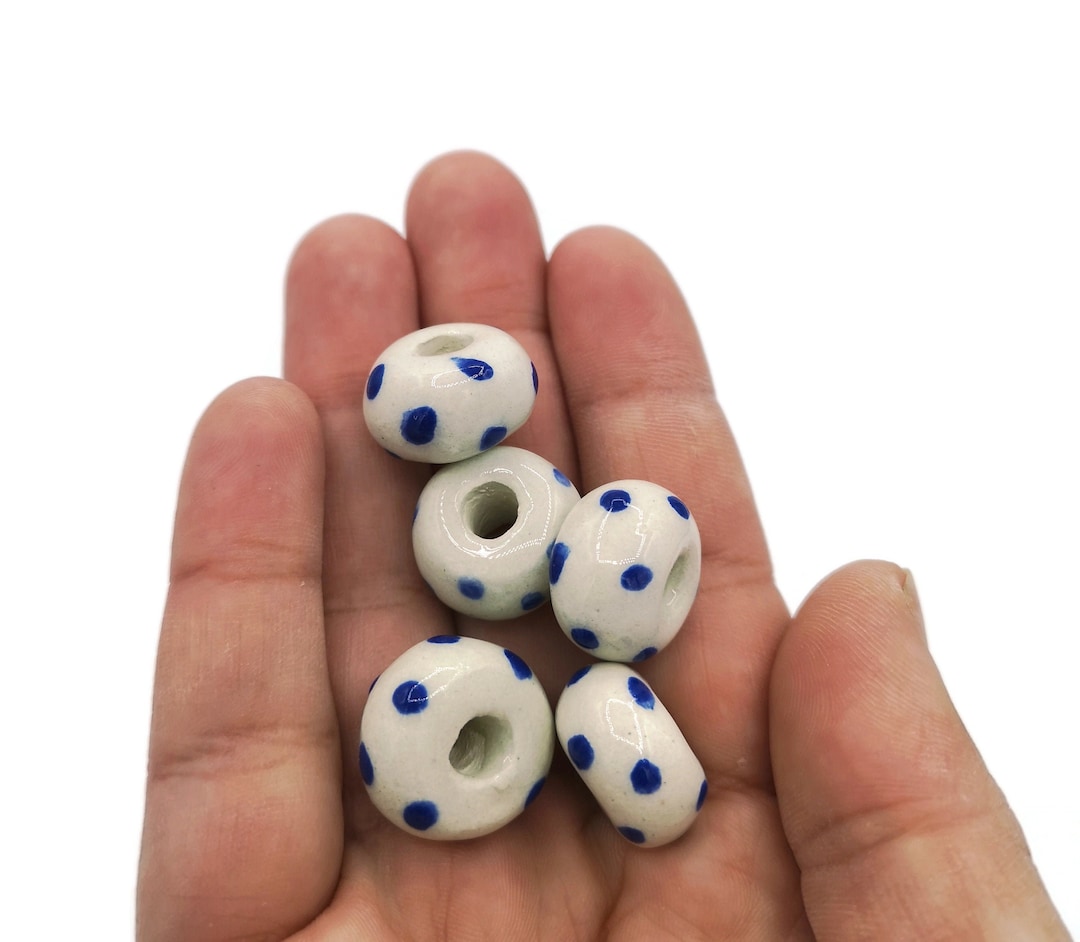 5pc Large Hole Ceramic Beads – Handmade Clay Beads for Jewelry & Crafts ...