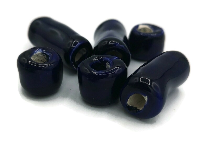 Large Bright Dark Blue Ceramic Tube Beads – Set of 6 - Etsy