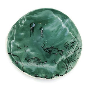 Green Ceramic Serving Plate – Ocean Decor & Dinner Plate - Etsy