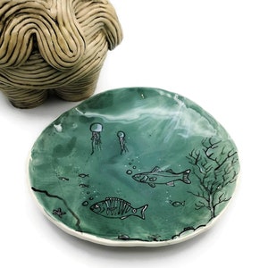 Green Ceramic Serving Plate – Ocean Decor & Dinner Plate - Etsy