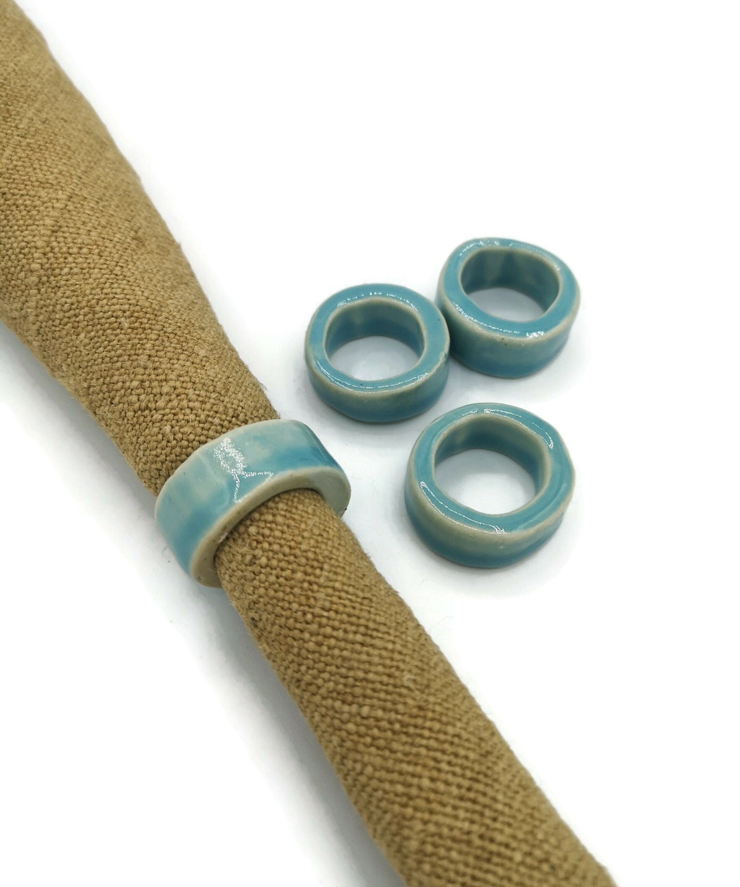 Set of 4 Handmade Ceramic Napkin Rings – Elegant Hostess Gift - Etsy
