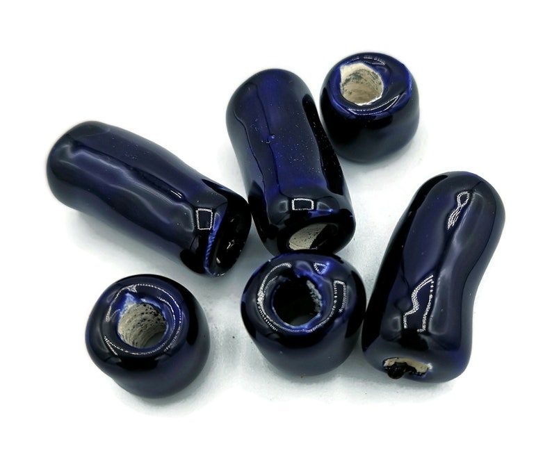 Large Bright Dark Blue Ceramic Tube Beads – Set of 6 - Etsy