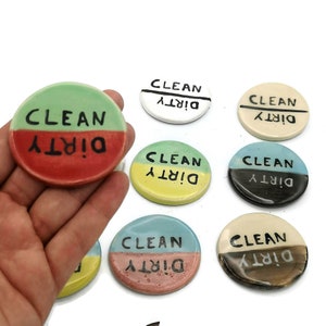 Handmade Ceramic Dishwasher Magnet – Clean Dirty Magnet for Kitchen ...