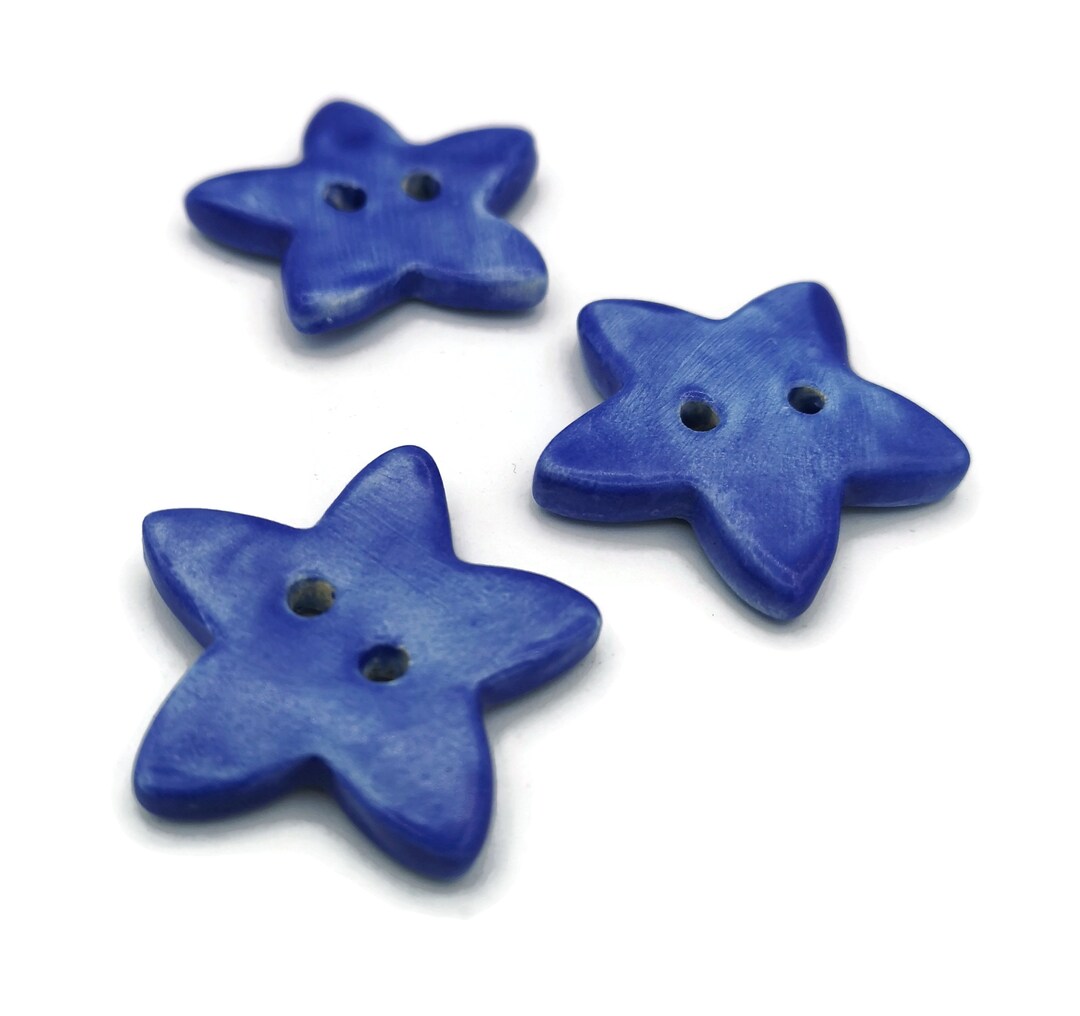Handmade Ceramic Blue Star Buttons, Set of 3 Sewing Supplies - Etsy