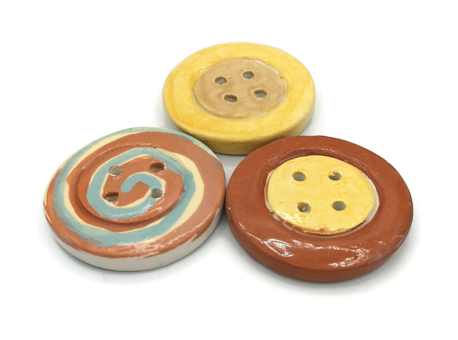 3pc 45mm Extra Large Handmade Ceramic Novelty Sewing Buttons, Strange ...