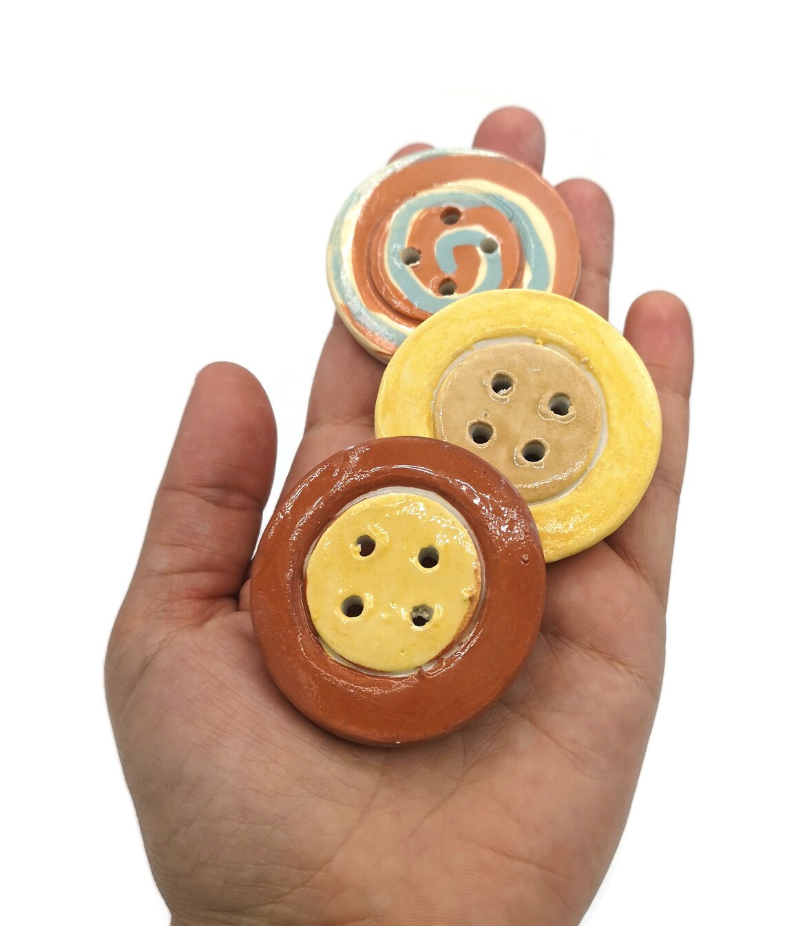 3pc 45mm Extra Large Handmade Ceramic Novelty Sewing Buttons, Strange ...