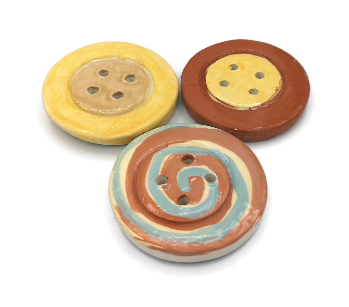 3pc 45mm Extra Large Handmade Ceramic Novelty Sewing Buttons, Strange ...