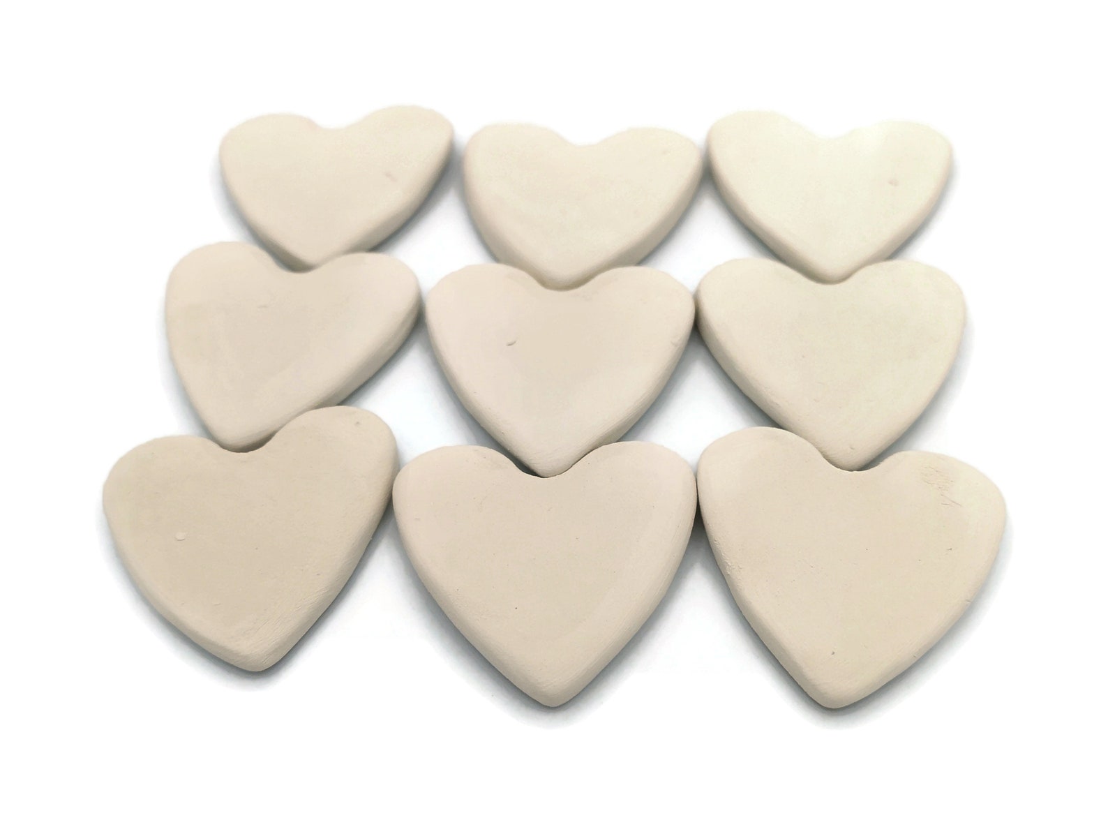 Set of 9 Handmade Ceramic Bisque Heart Shaped Tiles to Paint - Etsy