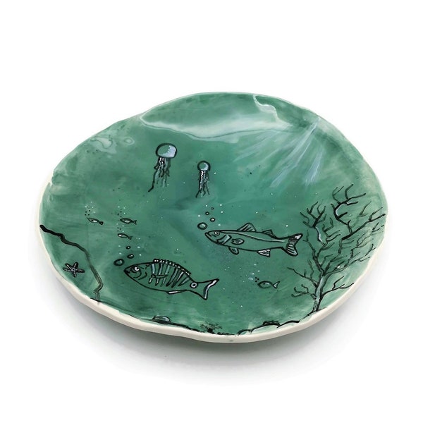 Ocean Ceramic Dinner Plate - Etsy