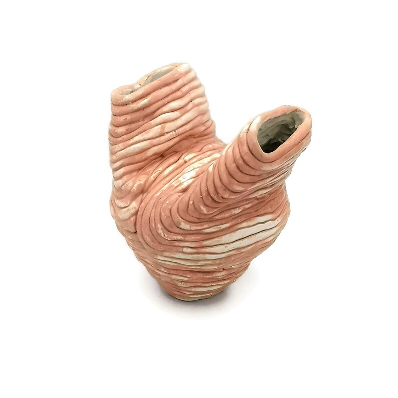 Sculptural Handmade Ceramic Pink Vase – Textured Organic Bud Vase - Etsy