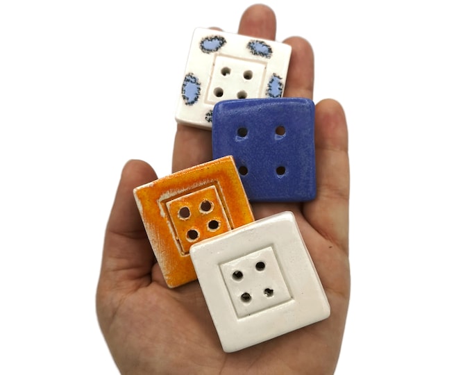 Set of 12 Large Square Buttons, Ceramic Buttons, One-of-a-kind Buttons ...