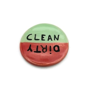 Handmade Ceramic Dishwasher Magnet – Clean Dirty Magnet for Kitchen ...