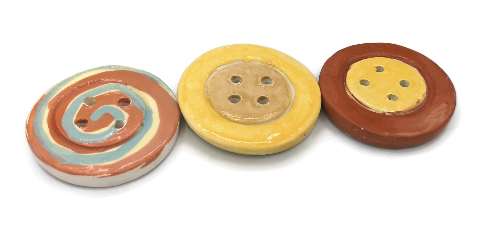 3pc 45mm Extra Large Handmade Ceramic Novelty Sewing Buttons, Strange ...