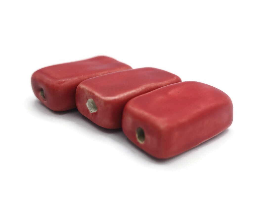 RECTANGULAR BEADS CERAMIC Beads Set of 3 Rectangle Shaped - Etsy