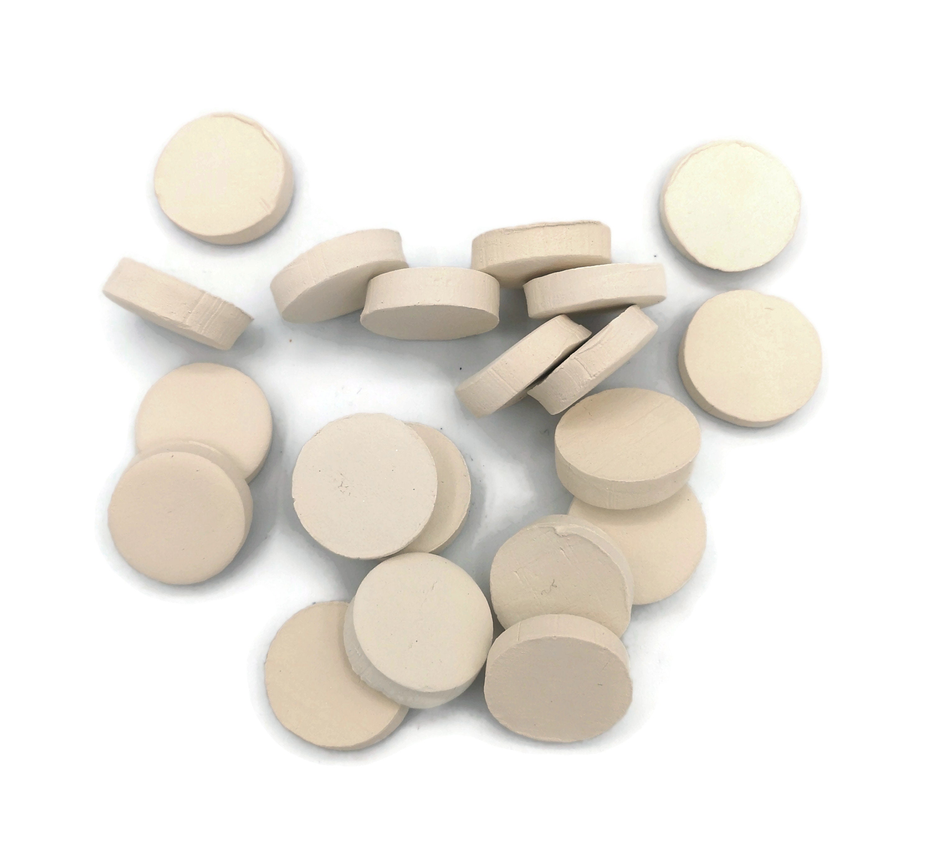 20 Small Ceramic Round Mosaic Tiles | Unpainted Bisque Tiny Tiles Ready ...