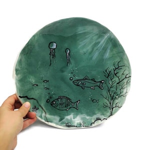 Green Ceramic Serving Plate – Ocean Decor & Dinner Plate - Etsy