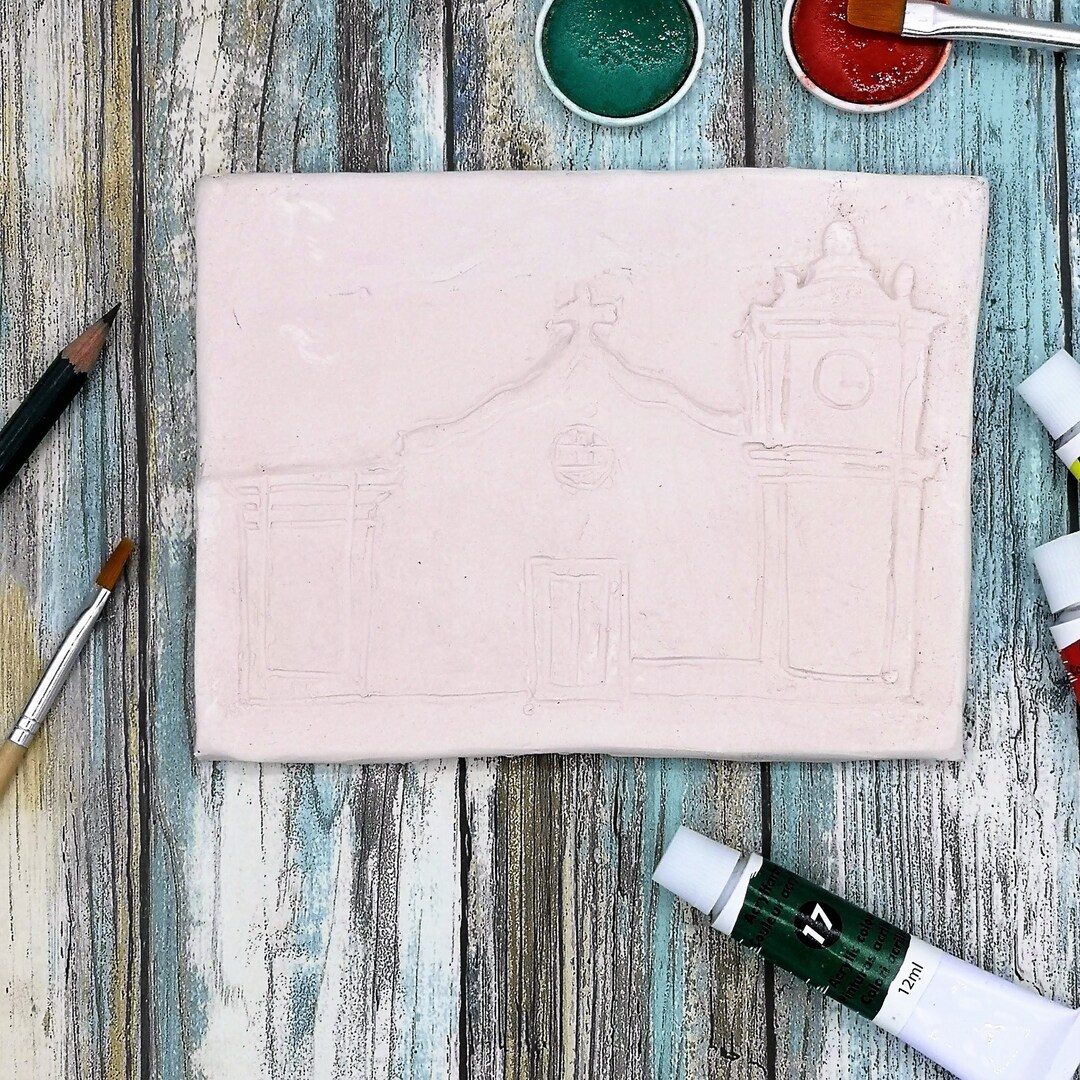 Unpainted Church High-relief Tile | DIY Blank Ceramic Art Bisque - Etsy