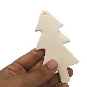Set of 2 DIY Ceramic Christmas Tree Ornaments Unpainted Craft Kit Ready ...