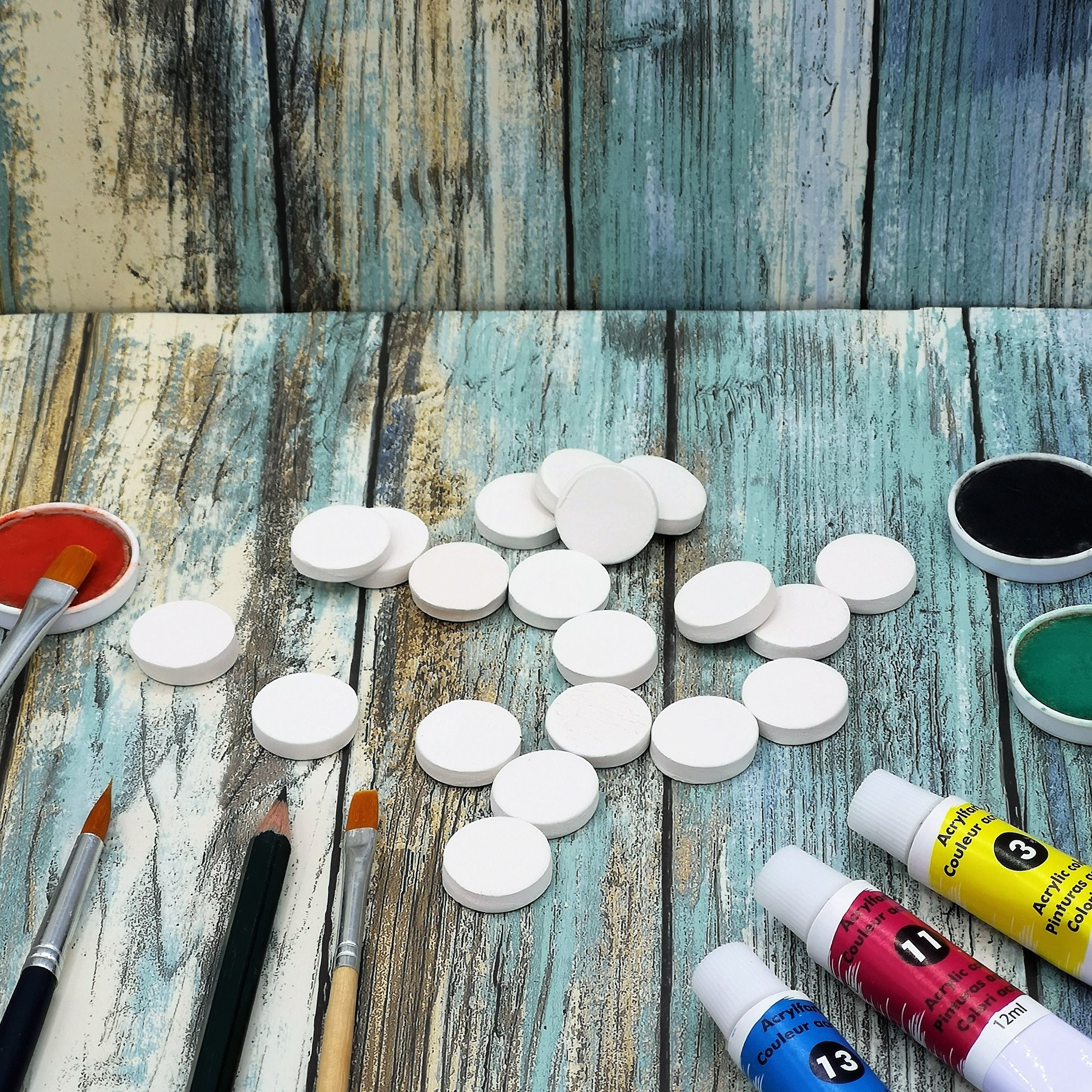 20 Small Ceramic Round Mosaic Tiles | Unpainted Bisque Tiny Tiles Ready ...