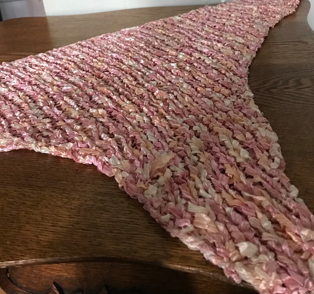 Hand Knit Pink Ribbon Shawl - Etsy
