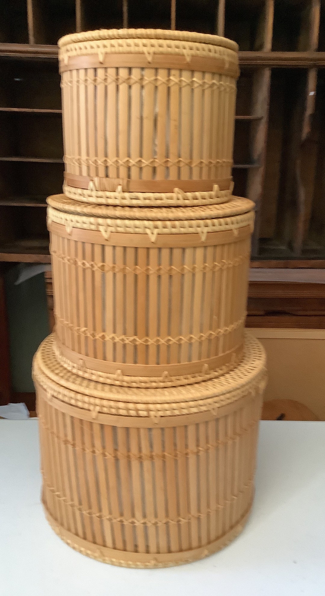 Set of Three Stacking Baskets - Etsy