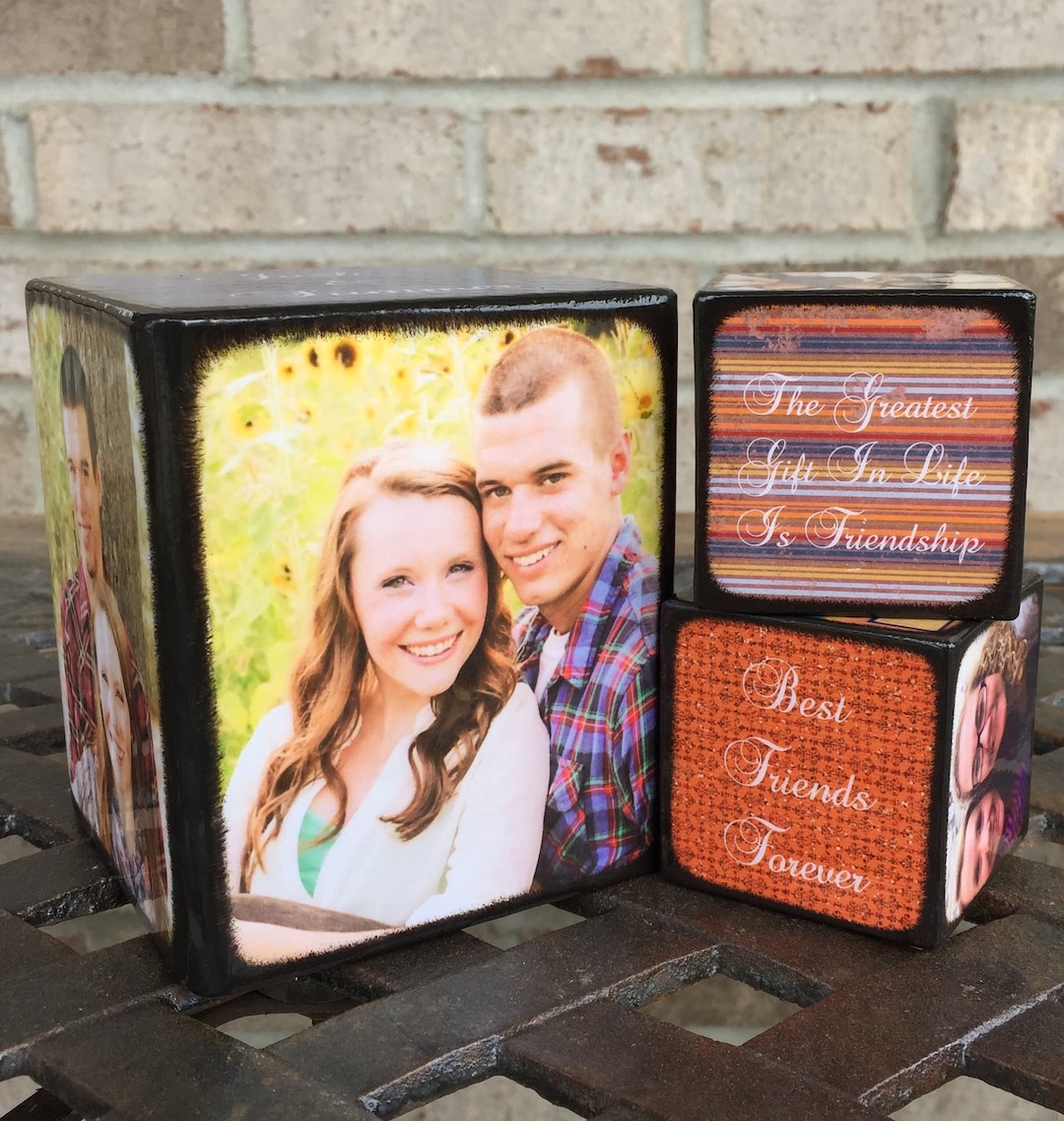 Personalized Wood Photo Blocks - Custom Cube Photo Gifts Pkg A - Etsy