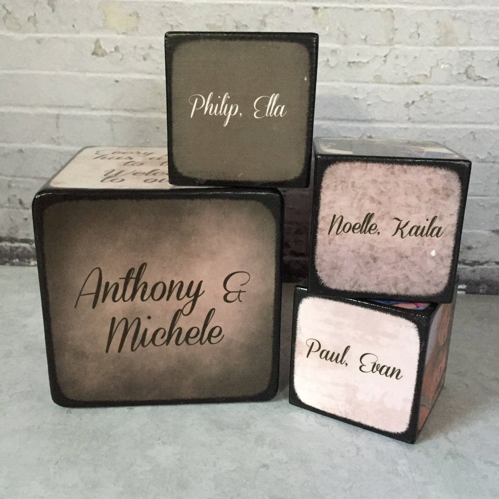 Personalized Wood Photo Blocks Custom cube photo gifts Pkg B | Etsy