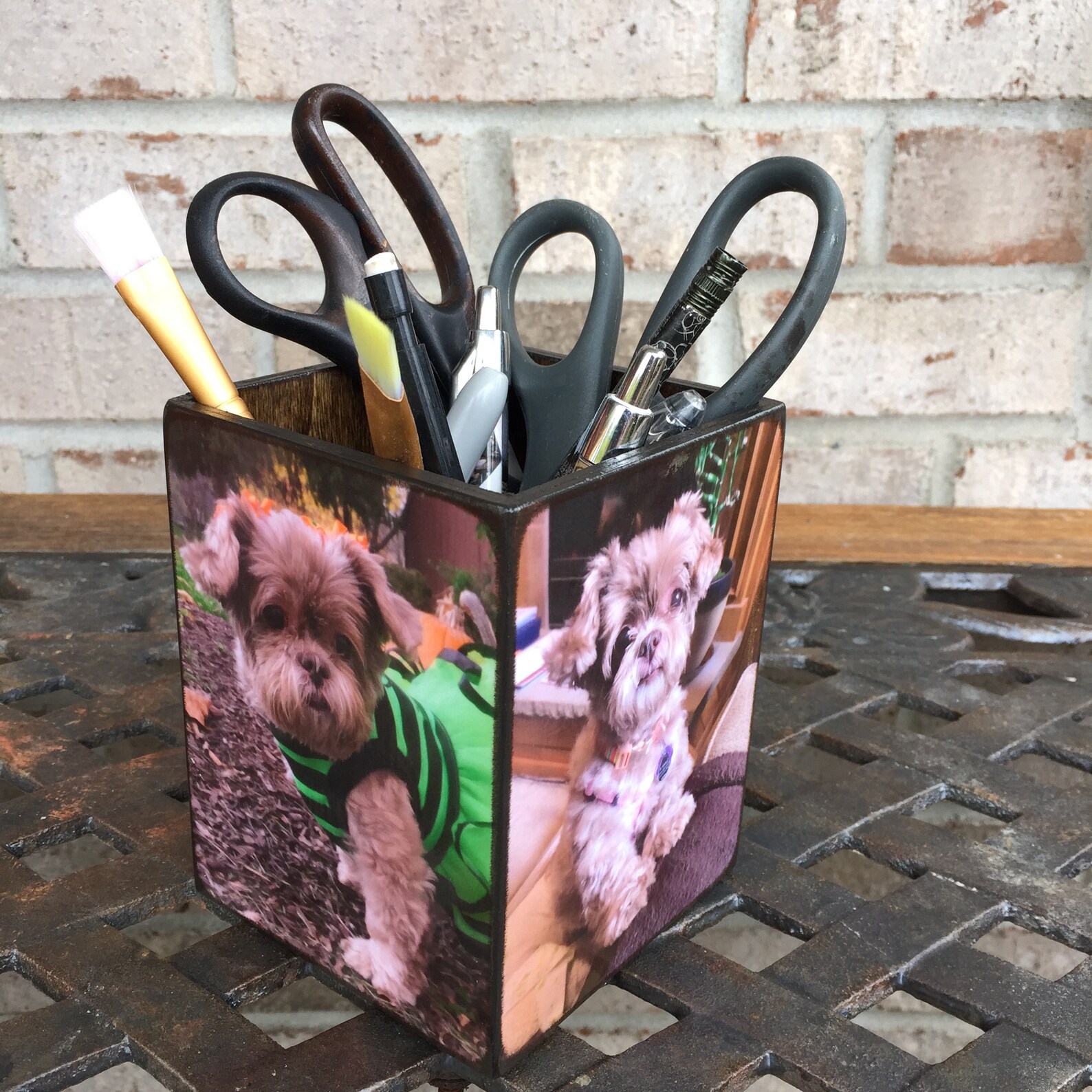 Pet Pencil Desk Holder Personalized Wood Box Dog and Cat | Etsy