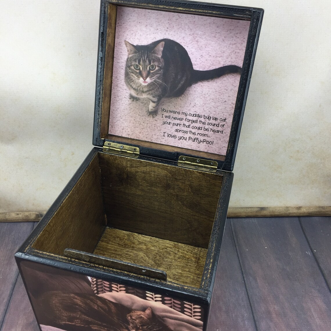 Pet Urn for Cats Cat Urn with Picture Wood Cat Urn for | Etsy