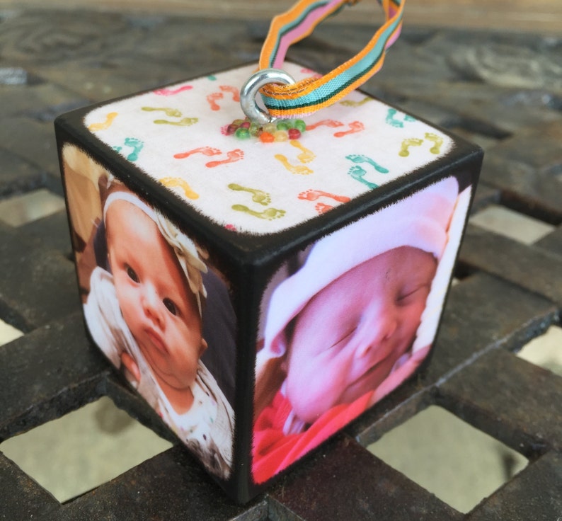 Baby Announcement Gift 2x2 Wood Photo Block Personalized | Etsy