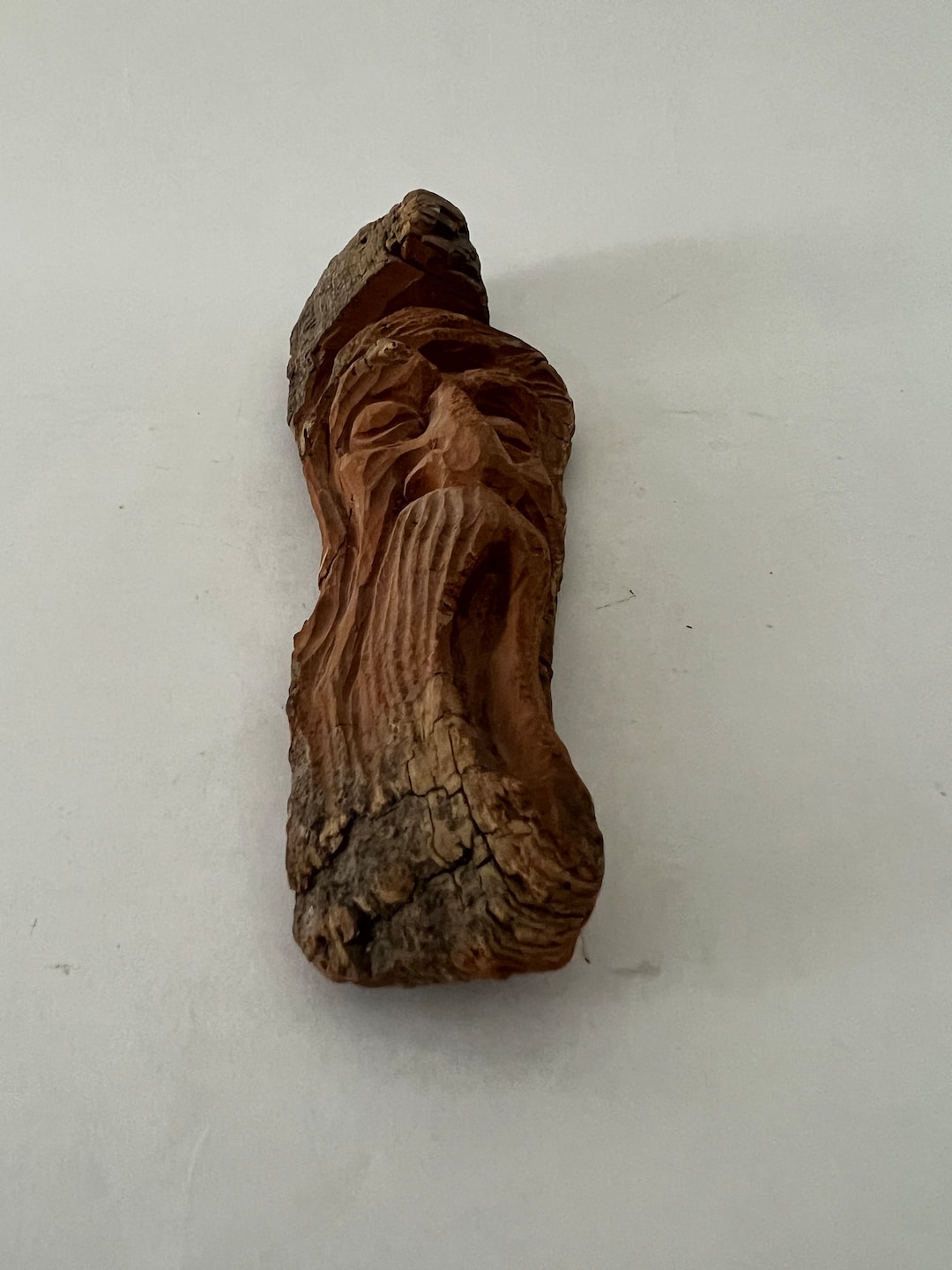 Vintage Wood Carved Tree Spirit Old Man With Beard Carved Face in ...