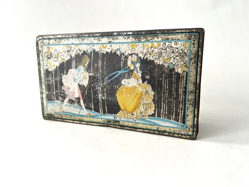 Antique Canco Art Nouveau Hinged Tin Box With 1700s Courtship Scene ...