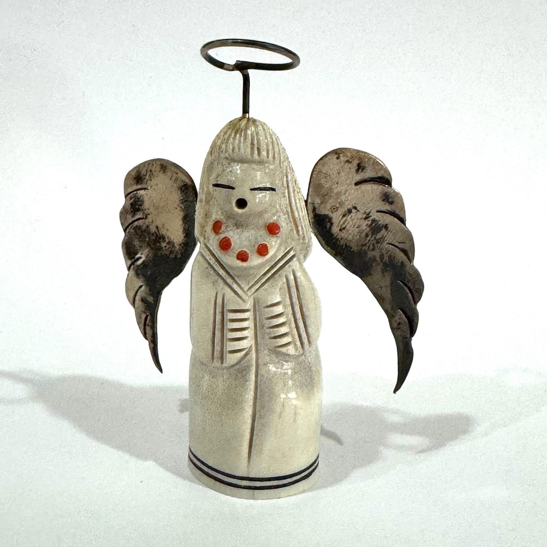 Vintage Zuni Angel Fetish Bone Carving by Claudia Peina | Hand-carved ...