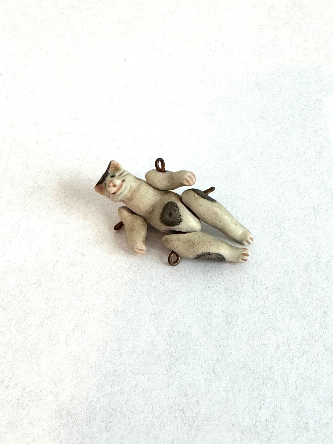 Vintage Handmade Miniature Bisque Cat Figurine With Moveable Jointed ...